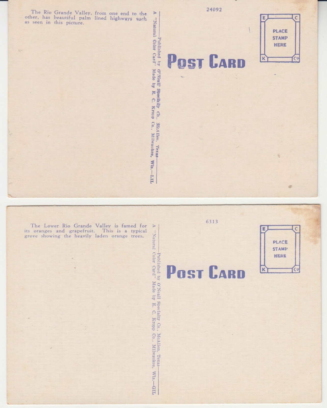 (2) Vintage RIO GRANDE VALLEY "Natural Color Card" Postcards - E.C ...