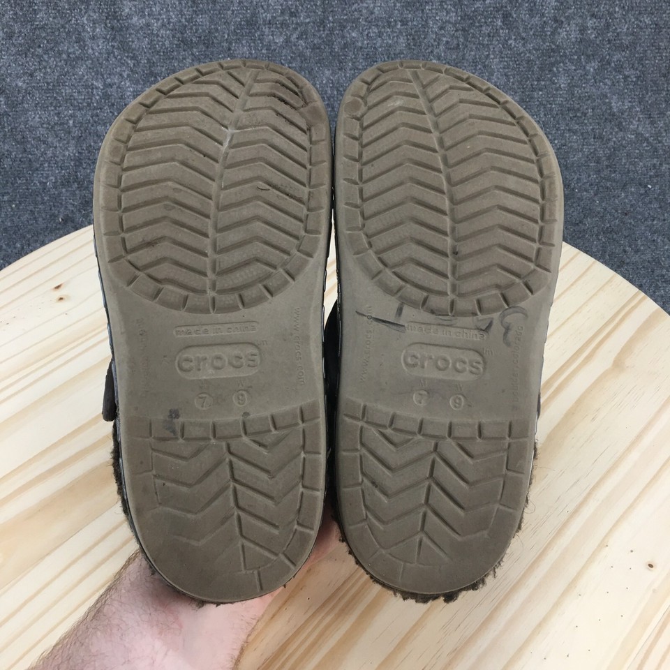 Crocs Shoes Womens 9 Mens 7 Classic Lined Clog Brown Casual Comfort ...