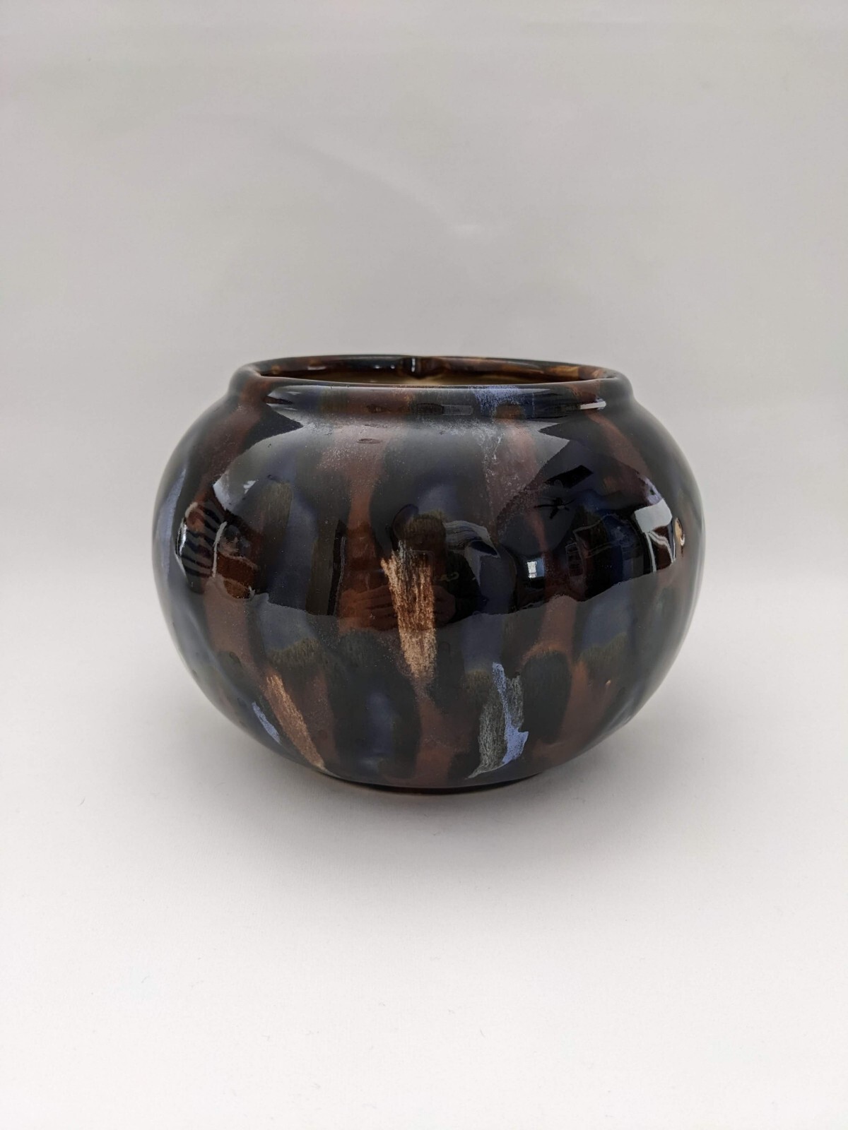 Vintage Aonian English Tobacco Jar Humidor Pottery Crock Glossy Browns ...