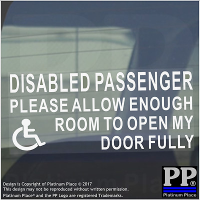Disabled Passenger Sign Please Allow Enough Room to Open My Door Fully ...