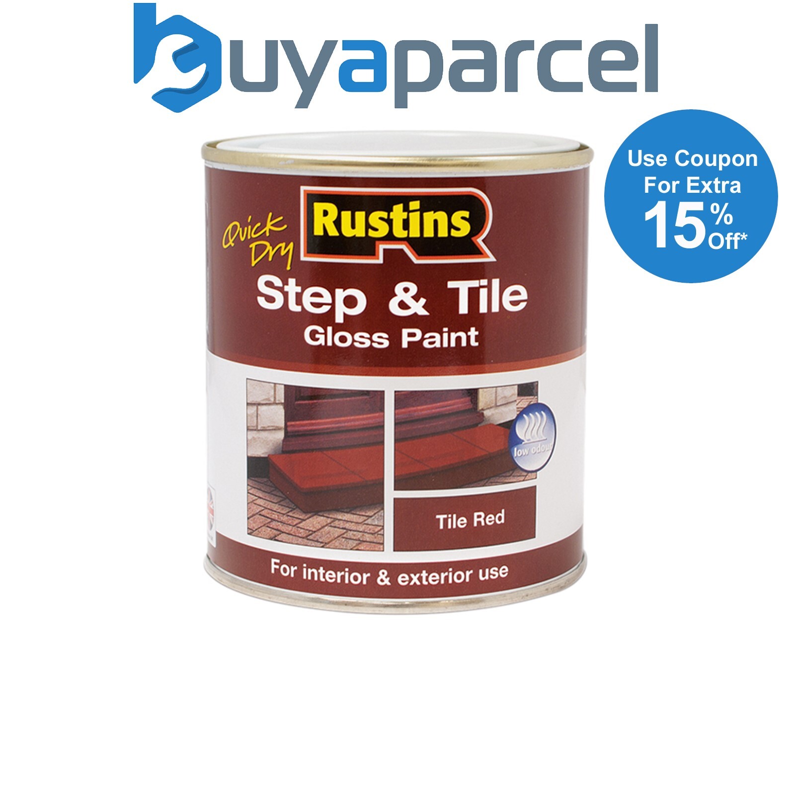 Rustins STRDW1000 Quick Dry Step & Tile Paint Gloss Red 1 litre ...