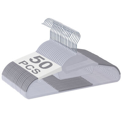 Plastic Hangers 50 Pack Heavy Duty Non-Slip Clothes Hangers w/360 ...