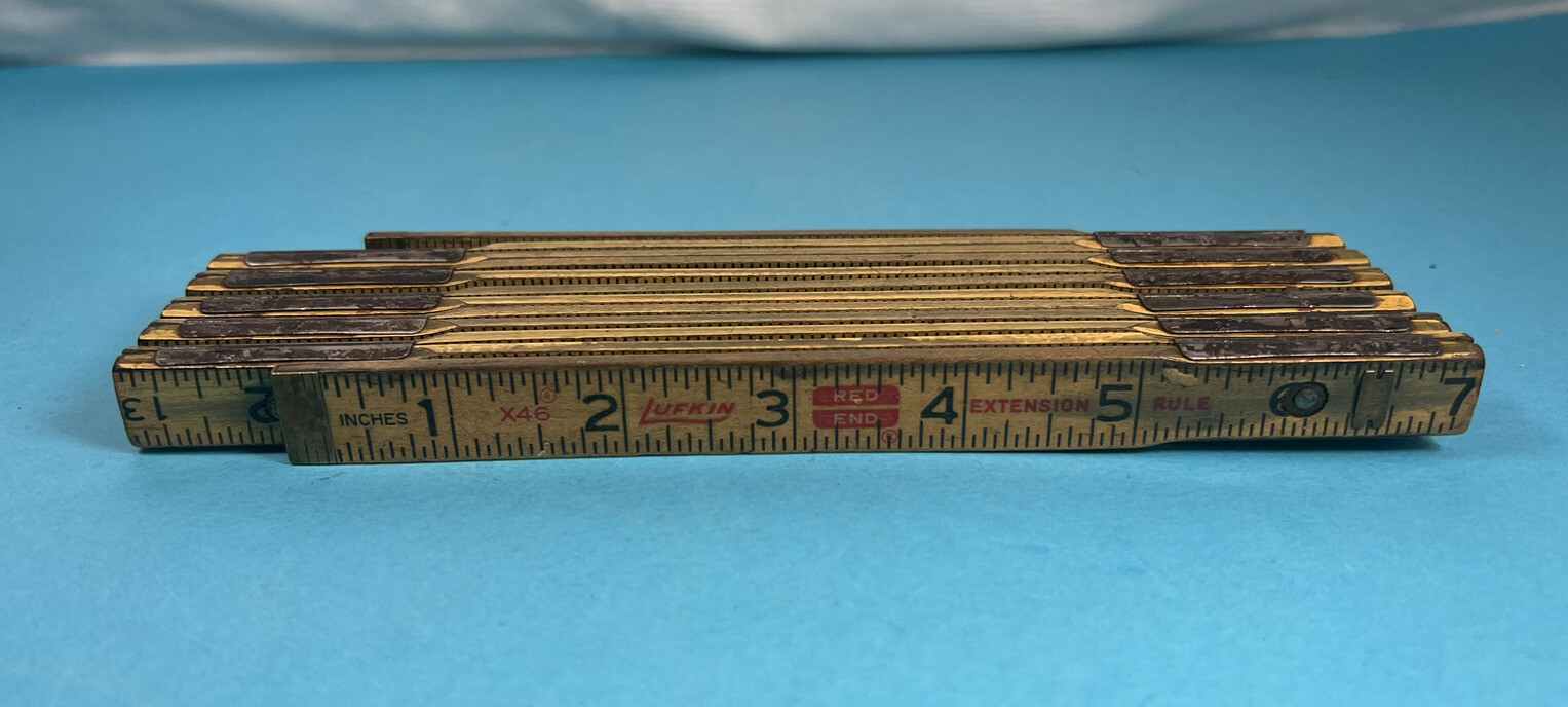 Vintage LUFKIN No. X46 Folding Extension Rule Ruler Brass Wood 72" N1 ...