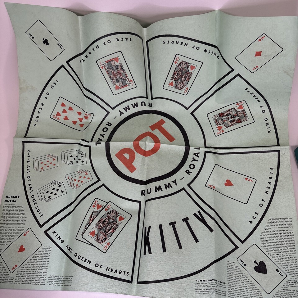 VINTAGE Rummy Royal Game Sheet Large MAT ONLY Whitman 1962 Tripoley ...