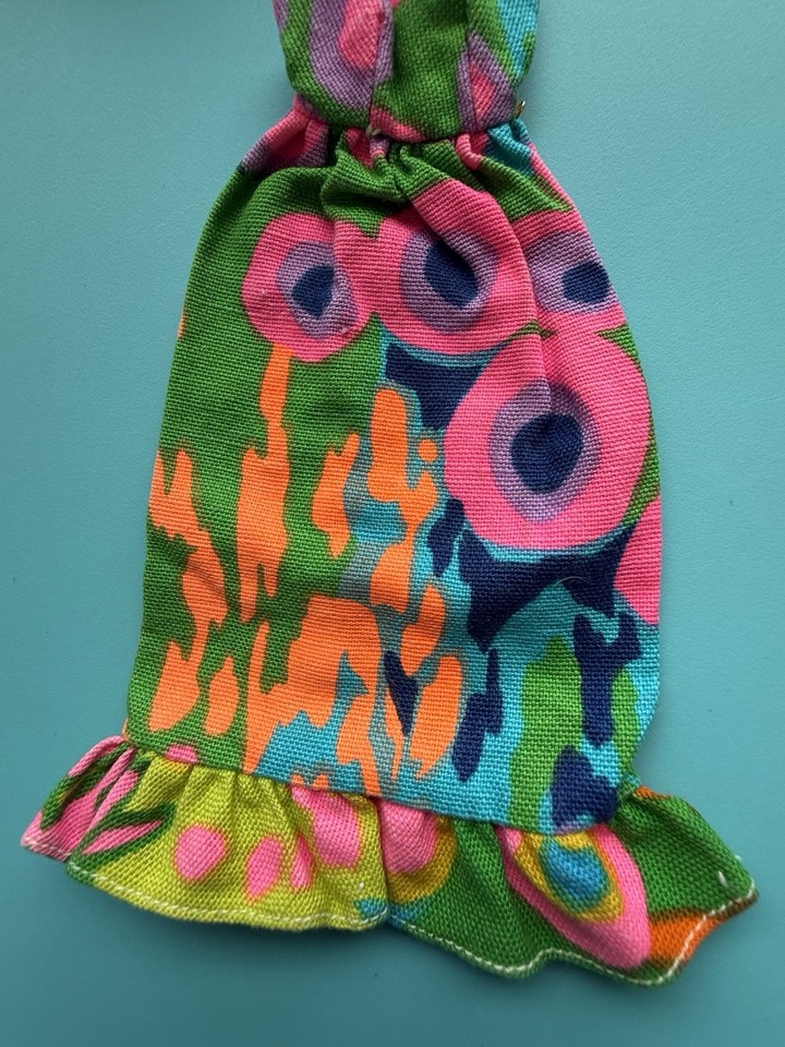 Vintage Barbie Shillman Mod Psychedelic Maxi Dress Missing Chain Belt ...