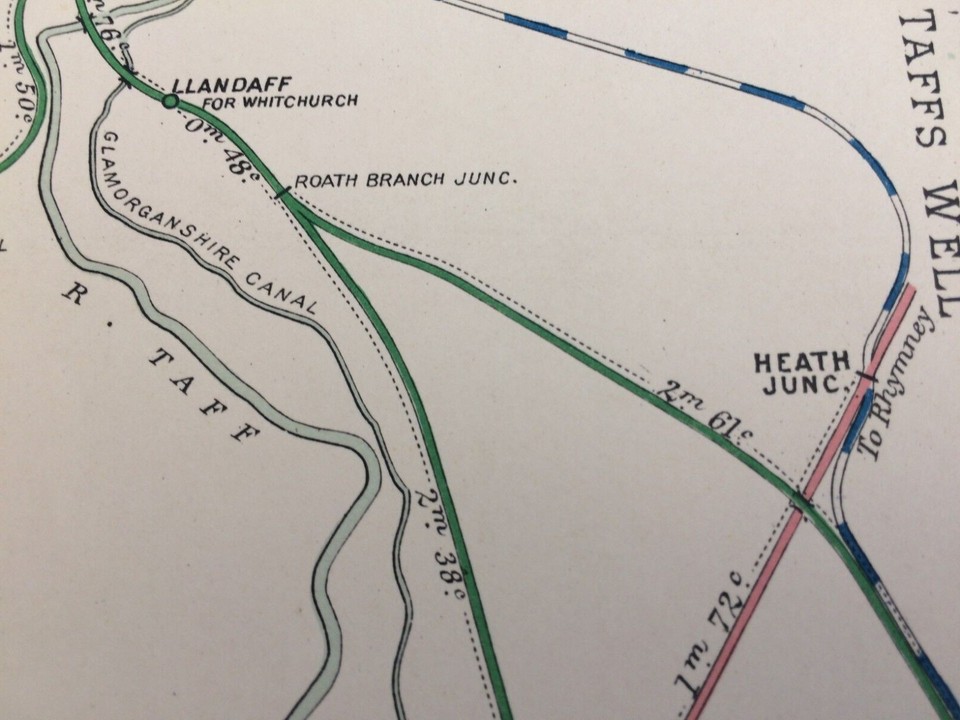 RADYR TAFF WELLS COGAN ROATH PENARTH LLANDAFF CARDIFF DOCKS RAILWAY MAP ...