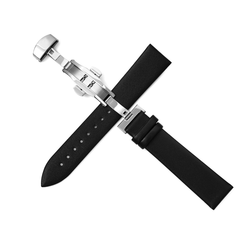 Genuine Leather Watch Band Bracelet Butterfly Clasp Replacement Strap ...