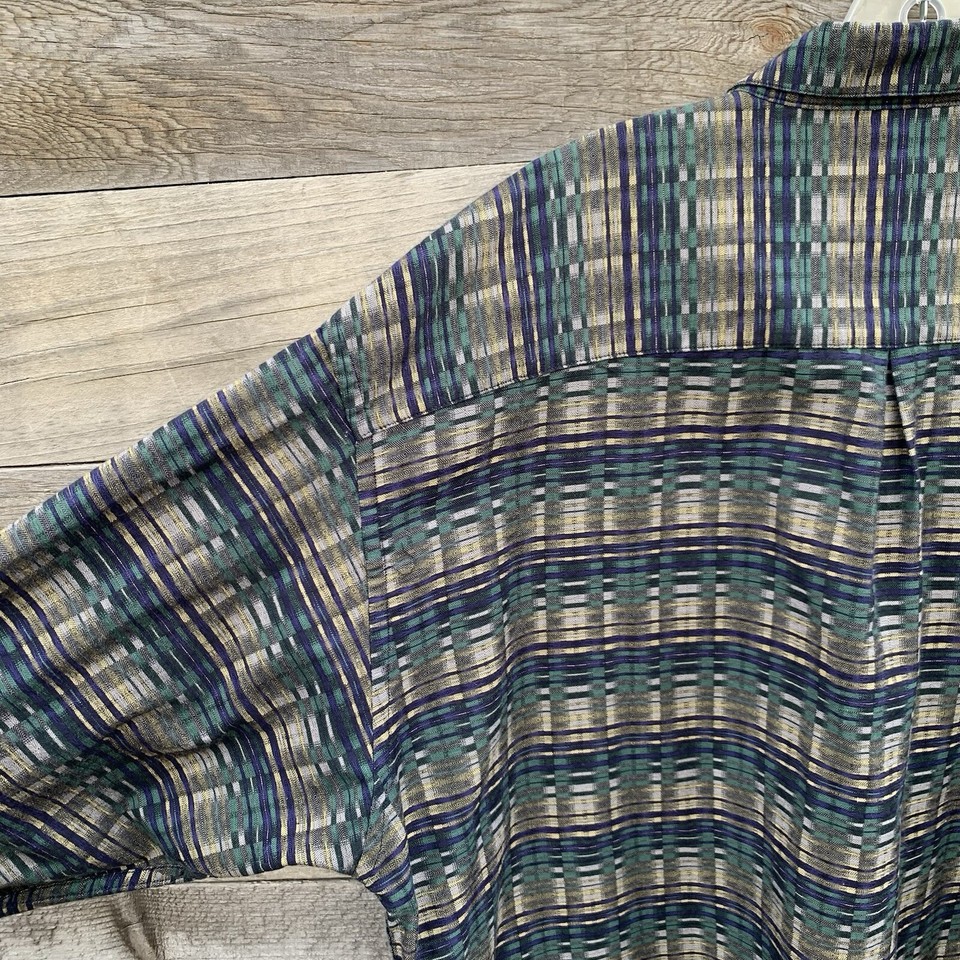 Jhane Barnes Shirt Mens XL Button Up Geometric Woven In Japan Textile ...