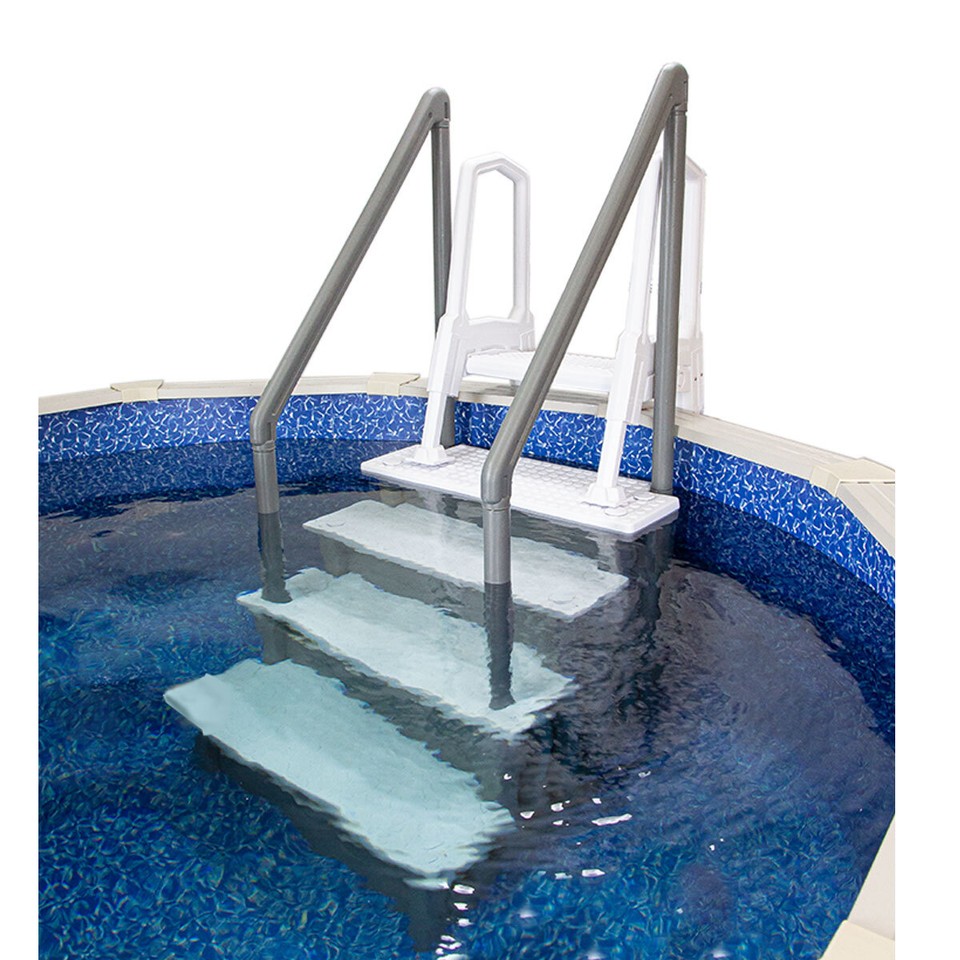 Aqua Select 28" Wide Above Ground Heavy Duty Swimming Pool Step Ladder ...