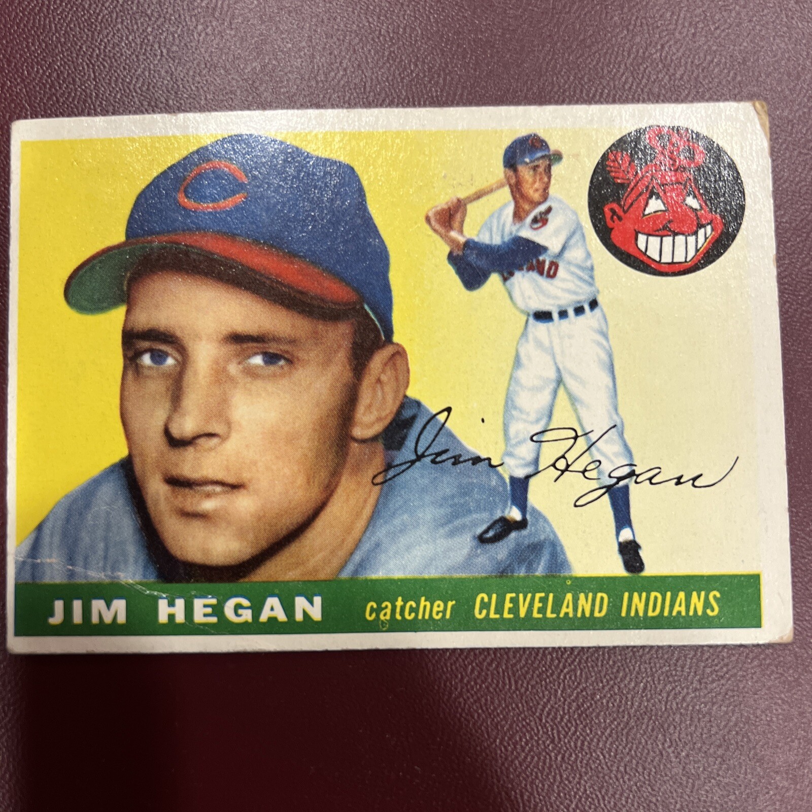 1955 Topps #7 Jim Hegan Vintage Baseball Card Cleveland Indians Catcher ...
