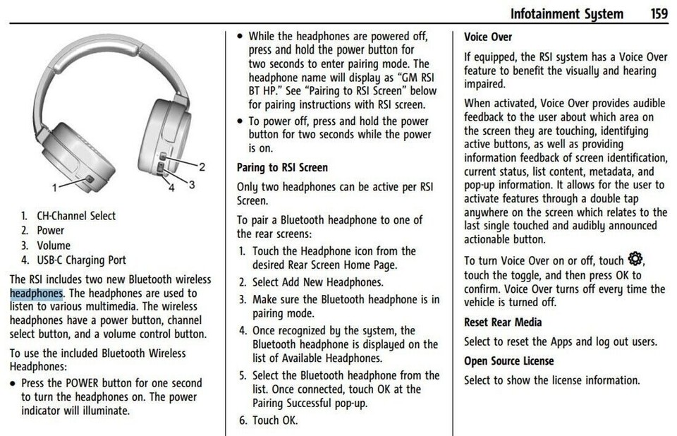 84738995 Digital GMC Overhead Entertainment Headphone 2017-23 GMC Yukon ...
