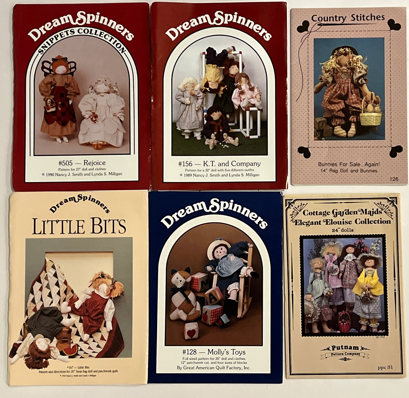 Lort 6 various Dolls patterns - Dream Spinners - country stitches ...