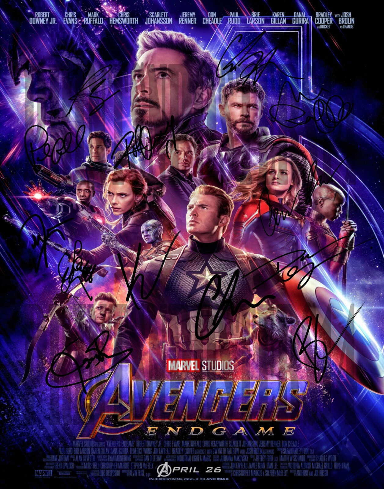 Avengers Endgame 8x10 CAST SIGNED REPRINT Poster Marvel Comics #1 | eBay