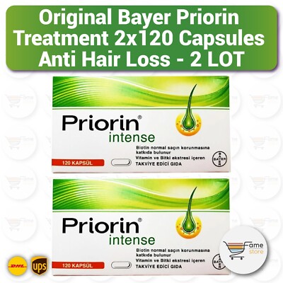 BAYER Priorin Intense Anti Hair Loss Treatment Herbal Capsules - 2×120 ...