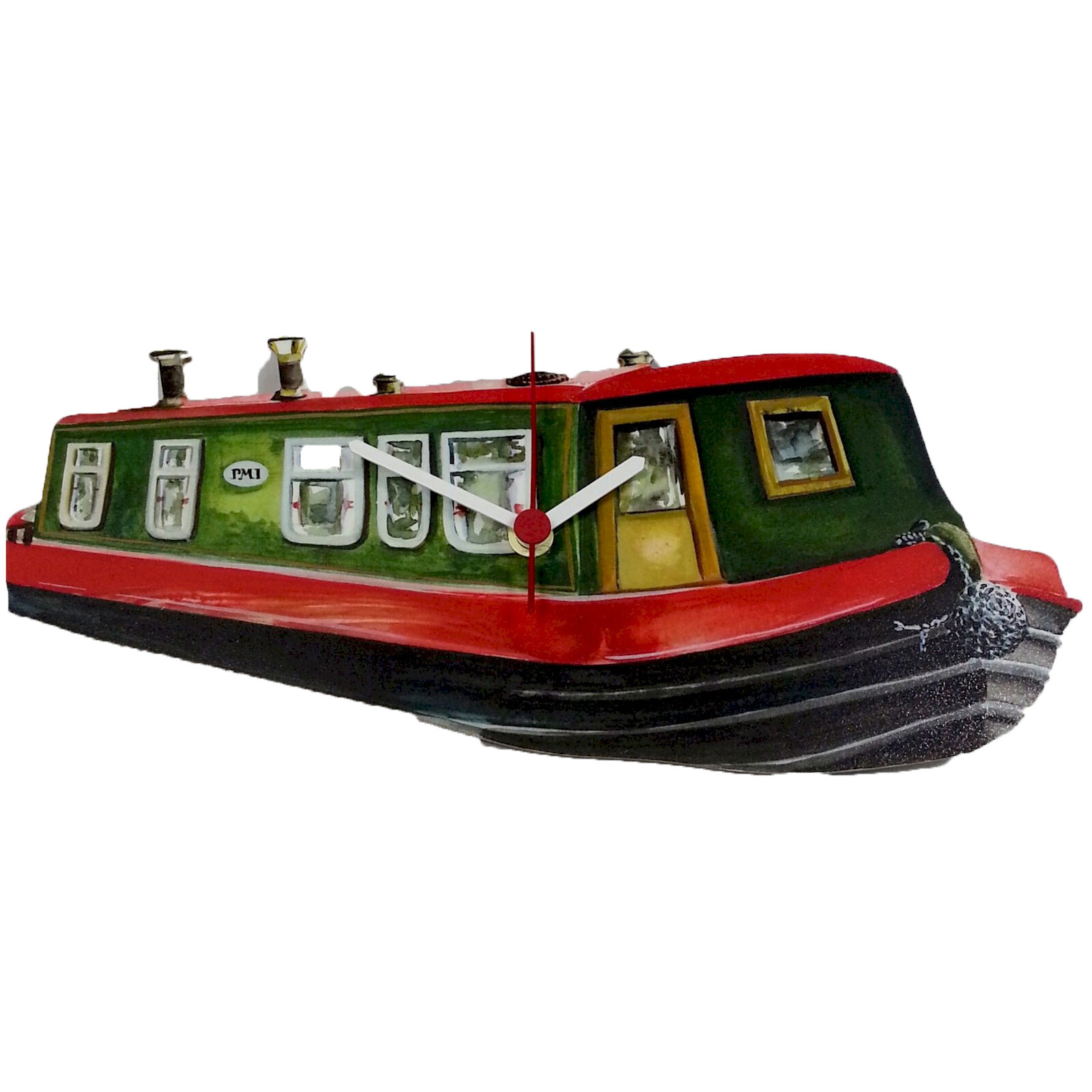 Lark Rise Designs Green and Red Canal Boat Barge Wooden Wall Clock ...