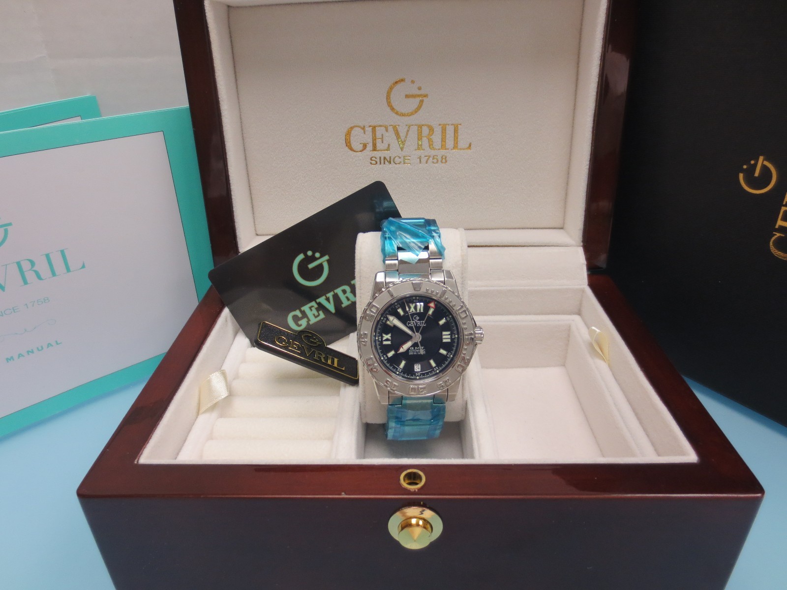 Gevril Men's 3102 Sea Cloud Swiss Automatic GMT Stainless Steel Date ...