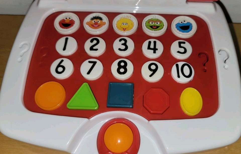 Fisher-Price Sesame Street Elmo's Learning Fun Laptop Complete 4 Cards ...