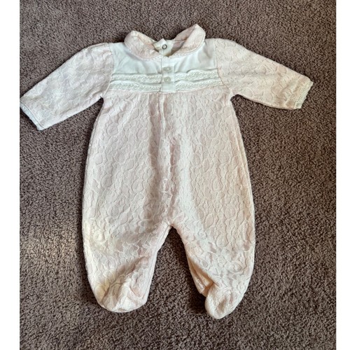 Edgehill Collection 1M Baby Girl Pink Lace Footed Romper Long Sleeve | eBay