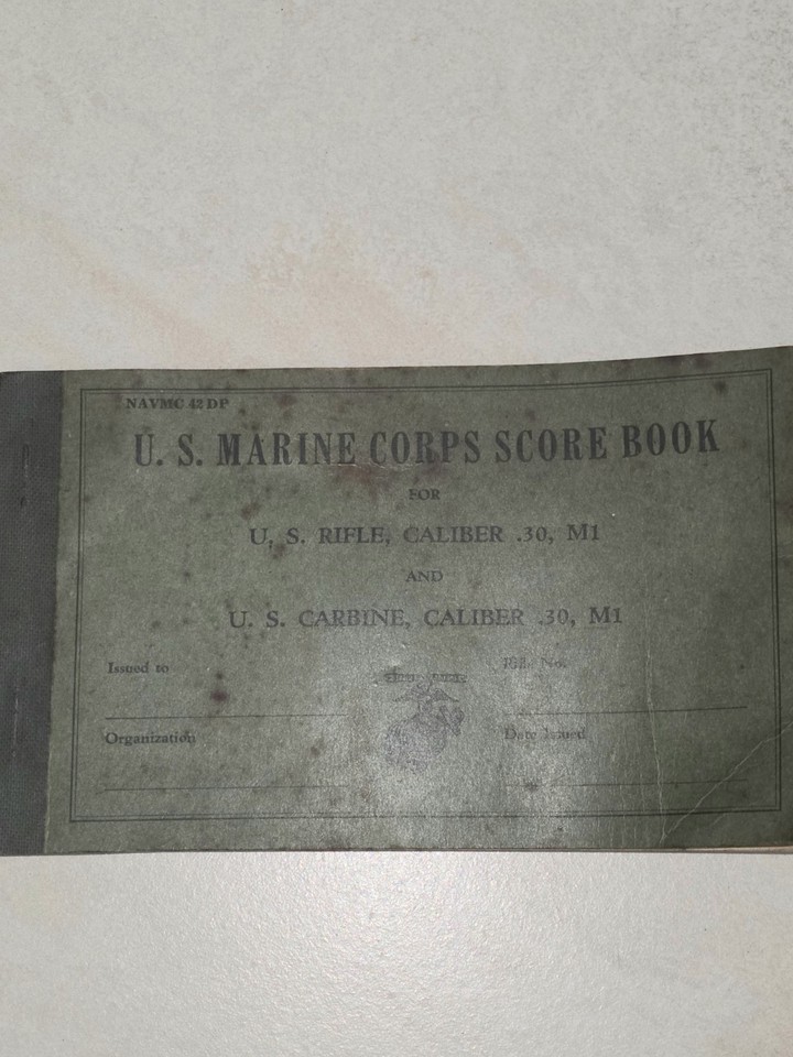 Vintage 1944 WWII USMC Rifle Score Book M1 Carbine/M1 | eBay