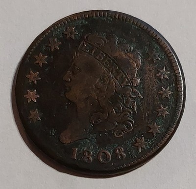 1808 CLASSIC HEAD LARGE CENT 1c - 1st Year Type - VF Devices Antique US ...