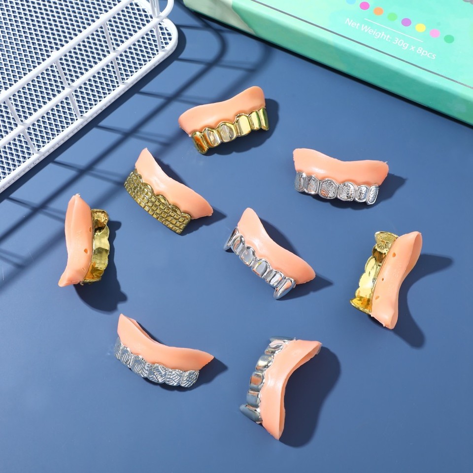 8 Pcs Fake Zombie Teeth Halloween Decorative Fake Teeth Funny False ...