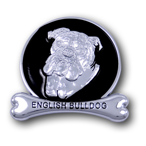 English Bulldog Chrome Dog Medallion Car Emblem Logo Badge