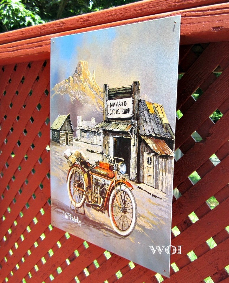 Antique Motorcycle Metal Picture Sign Indian Cycle Shop Advertising ...