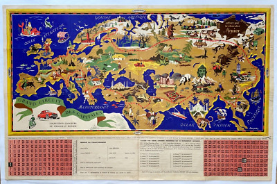 EUROPE ASIA JANNOT (JAN-LOUP) 1956 ORIGINAL LARGE PICTORIAL MAP | eBay