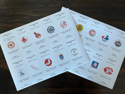 Strat-O-Matic Baseball Labels 1971 - with Logo, Stats (no envelopes) | eBay