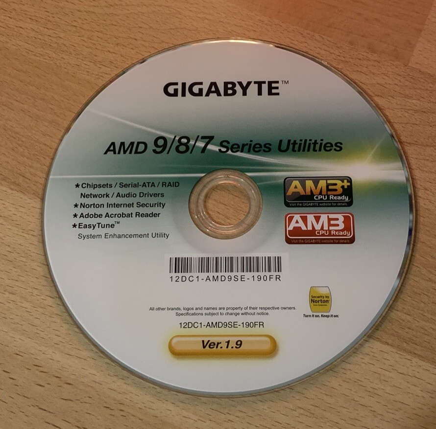 Gigabyte AMD 9/8/7 Series utilities disc only | eBay