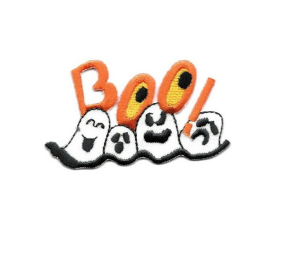 Ghost - Halloween - Orange BOO - Embroidered Iron On Applique Patch ...