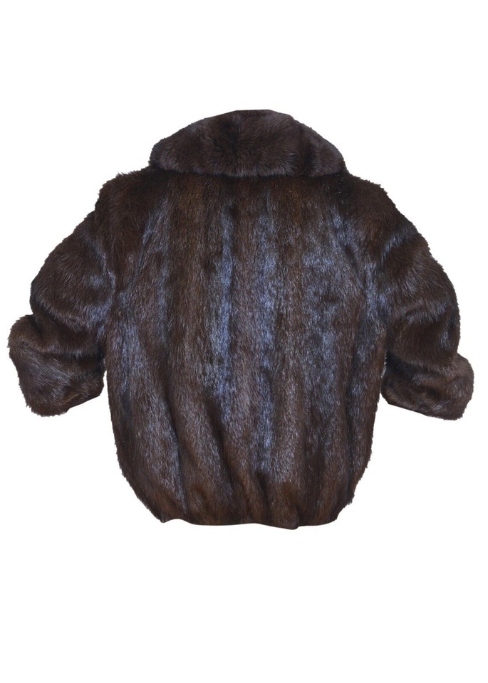 Men's Real NUTRIA FUR Jacket Coat FOX fur collar Bomber Style All sizes ...