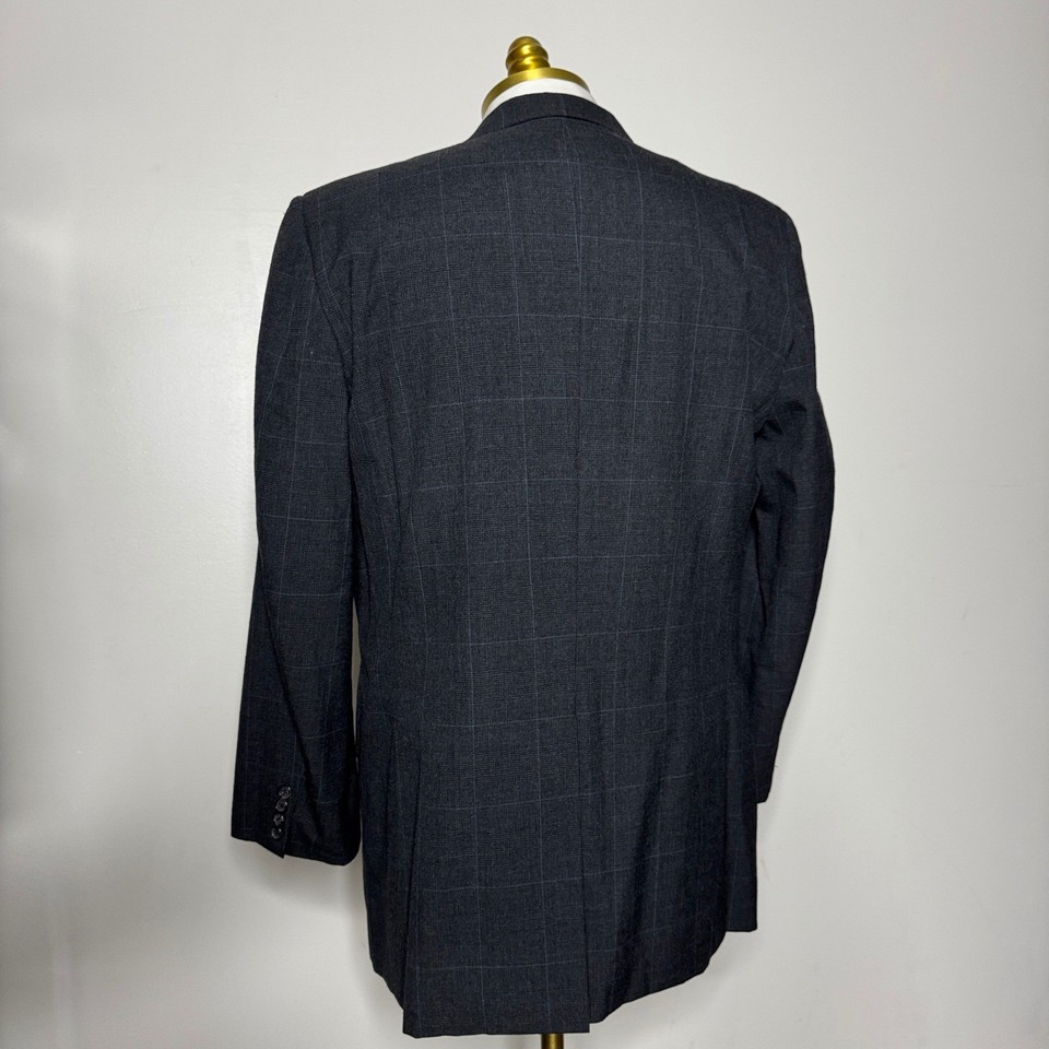 Hickey Freeman Men's Charcoal Plaid Check Wool Custom Clothing Suit 44L ...