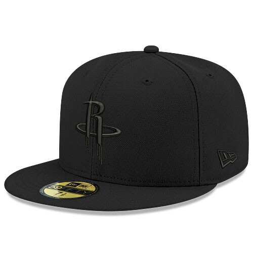 New Era Houston Rockets Fitted Hat NBA League Basic Black On Black Cap ...