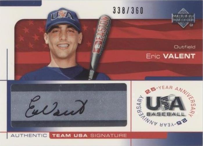 2004 Upper Deck USA Baseball 25-Year Anniversary - Signatures Eric Valent #VAL Black Ink /360 ...