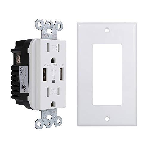 Pack 4.8A Wall Outlet with USB Ports 15Amp Duplex USB Wall Outlets 2 ...