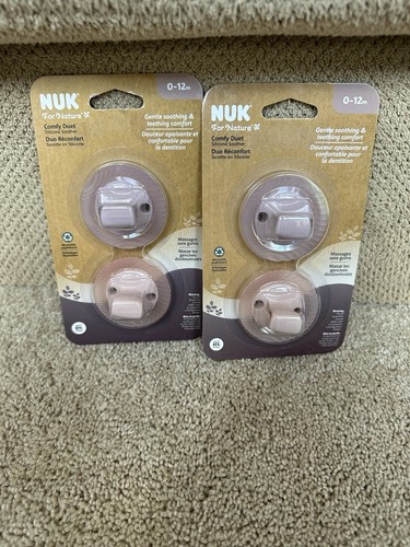 2pk NUK for Nature Comfy Duet Pacifier Silicone Pink 0-12m Lot Of 2 | eBay
