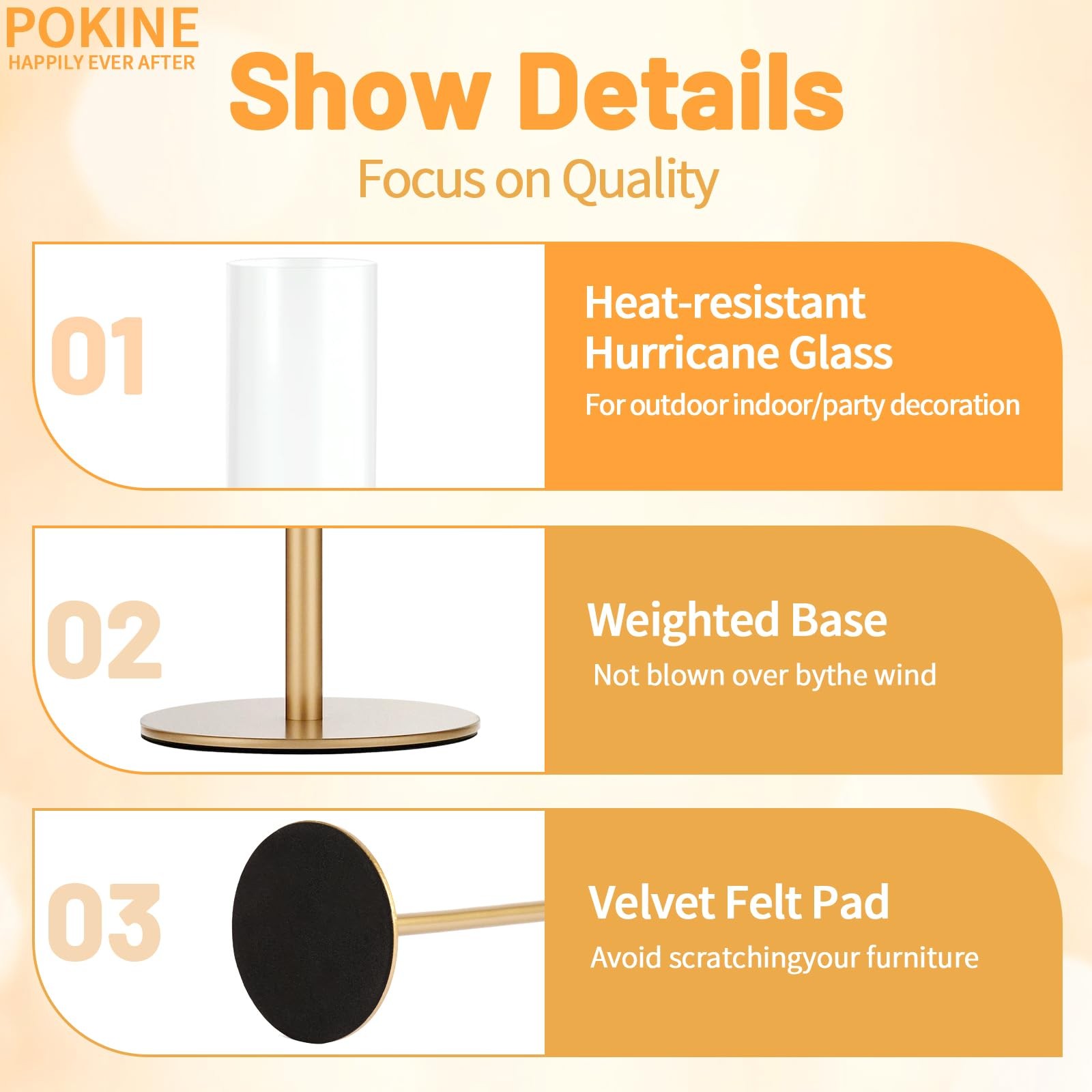 Set of 6 Gold Candle Holders, Tall Hurricane Candlestick Holders with ...