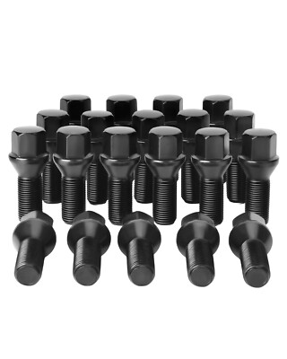 20 Black 14X1.5 Cone Seat Wheel Lug Bolts 28 mm Shank For Aftermarket ...