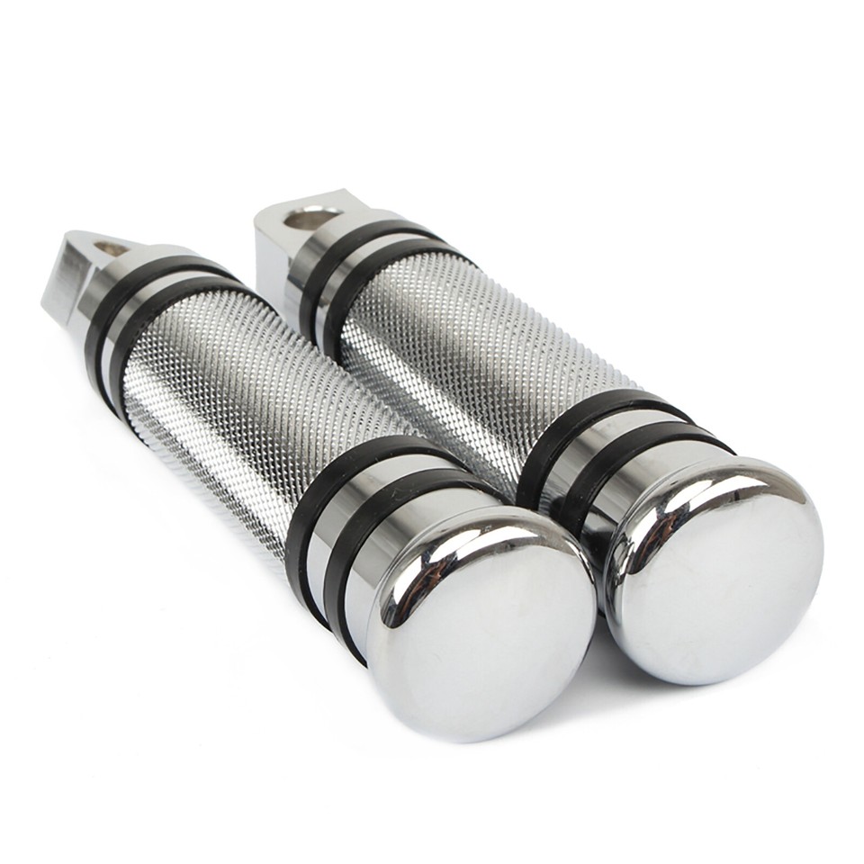 Chrome Knurled Male Mount Foot Pegs For Harley Touring Sportster Dyna ...
