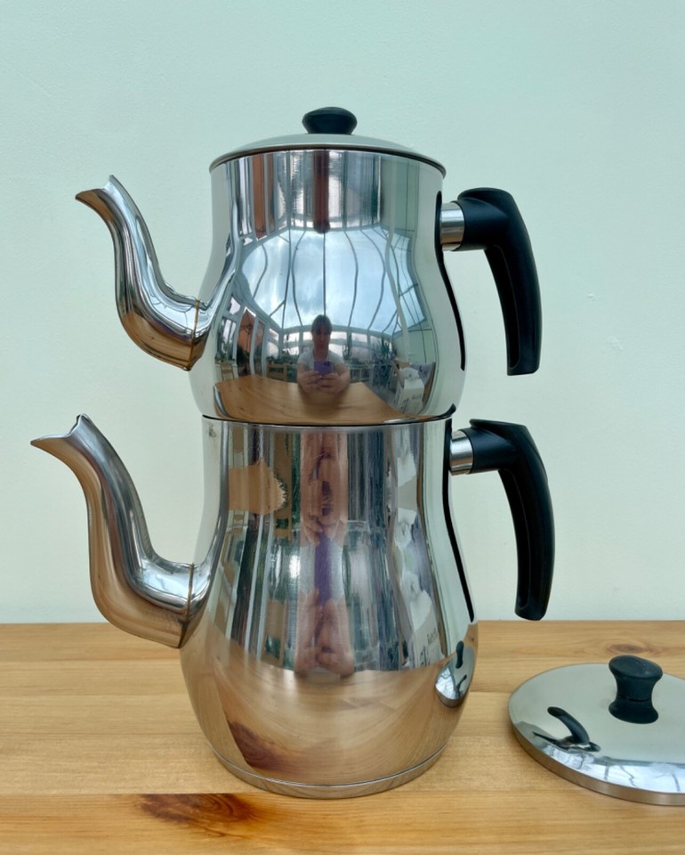 Traditional Teapot Stainless Steel Caydanlik Turkish Double Kettles XS ...