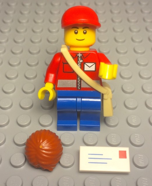 Lego City Postal Office Mailman Delivery Carrier Mini Figure W ...