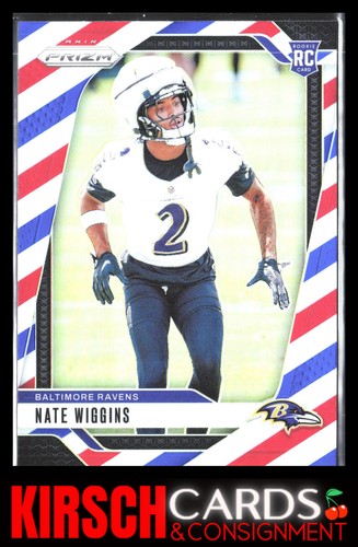 Nate Wiggins 2024 Panini Prizm #380 Red White and Blue Baltimore Ravens ...