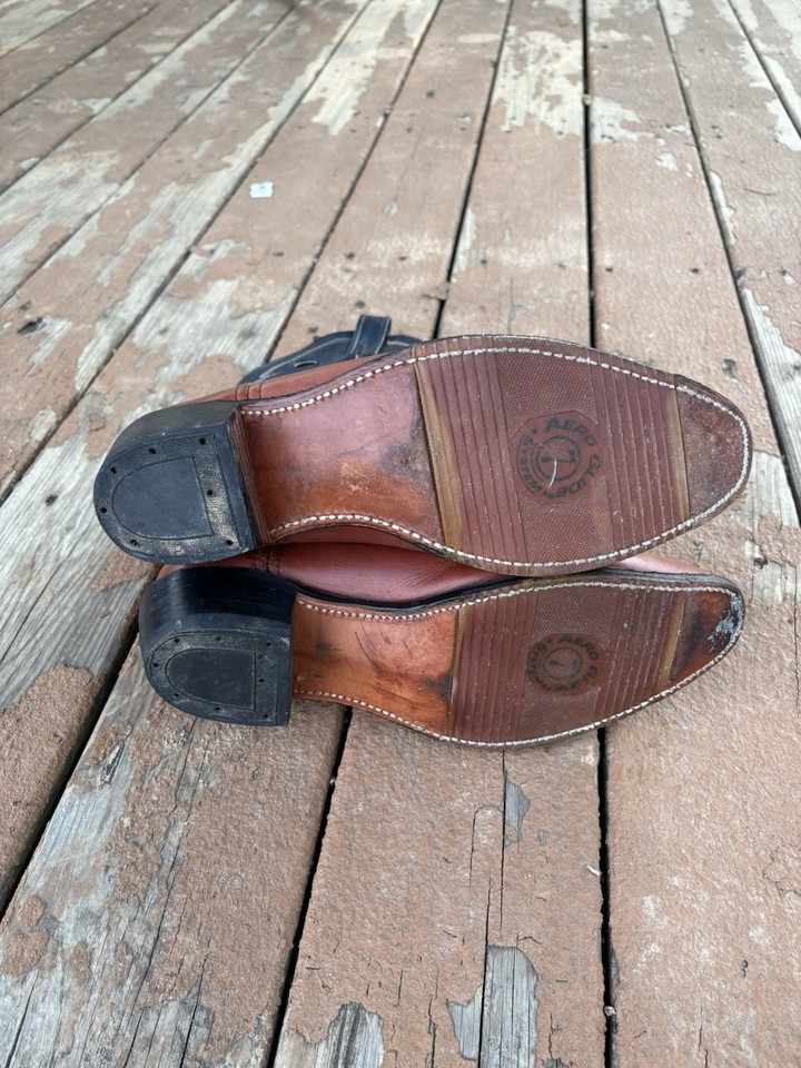 Double H AG7 Bull Rider Boots Men Size 12 EE Blue Brown Leather Western ...