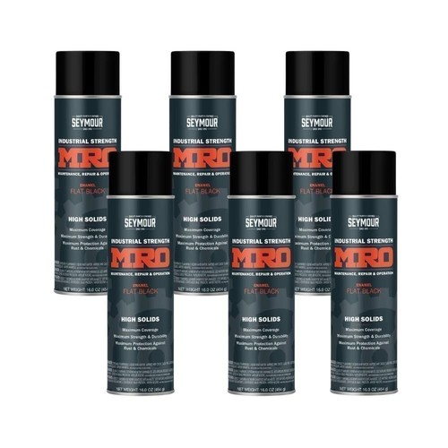 SEYMOUR 620-1433 Industrial MRO High Solids Spray Paint Flat Black 16 ...