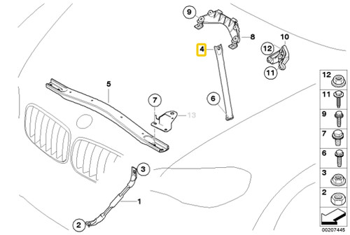 NEW BMW X5 X6 E70 E71 F15 F16 FRONT RIGHT V-BRACE BRACKET 51617184940 ...