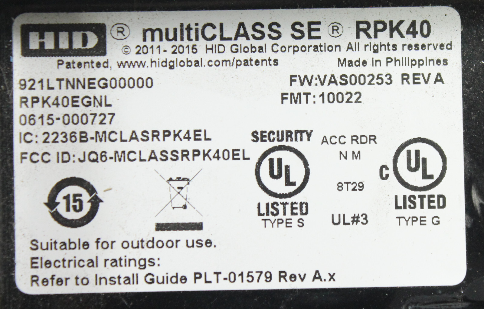 HID+multiCLASS+RPK40+Keypad+Reader+RPK40EGNL+921LTNNEG00000+90-Day for ...