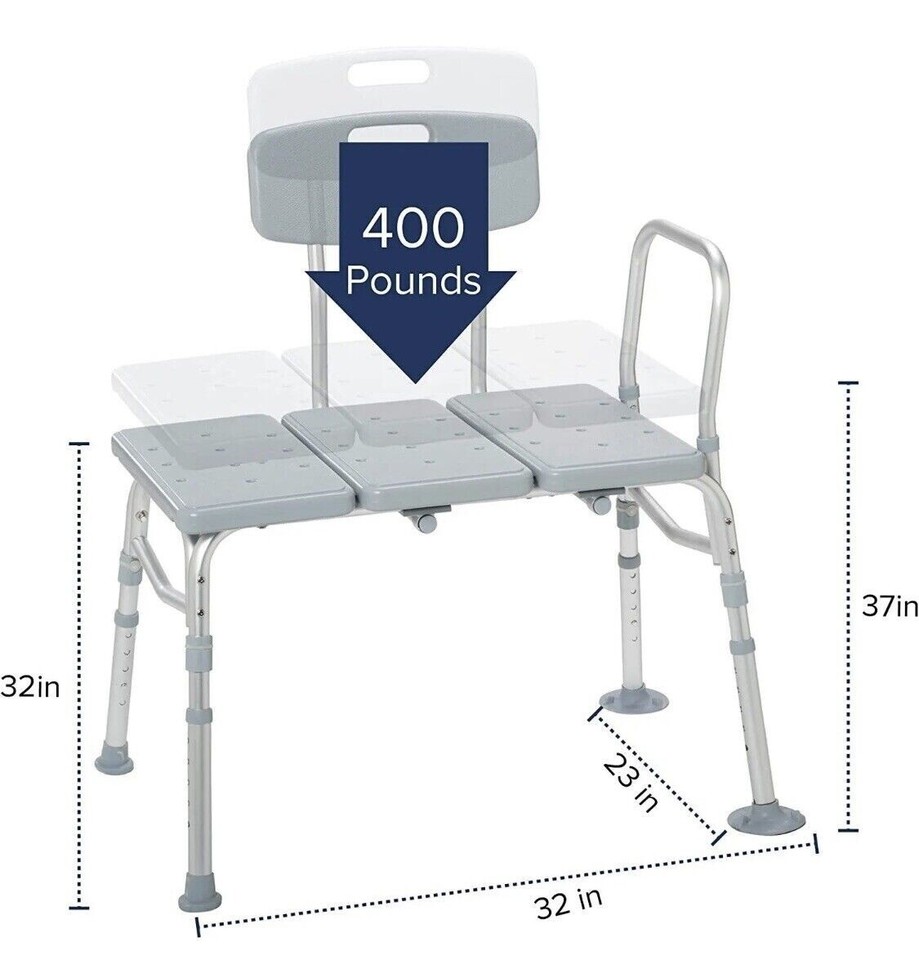 Drive Medical 12011KD-1 Tub Transfer Bench for Bathtub with Adjustable ...