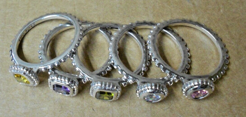 Joseph Esposito ESPO 925 Sterling Silver Simulated Multi-Colored Stack ...
