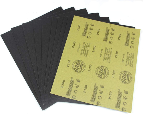 Sandpaper Sheets, 180 Grit Dry Wet Sand Paper, 9 x 11 Inch, Silicon ...